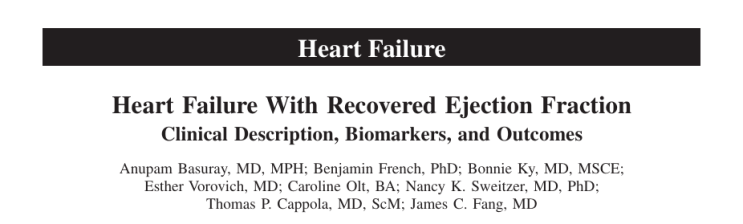 Heart Failure With Recovered Ejection Fraction Clinical Description ...