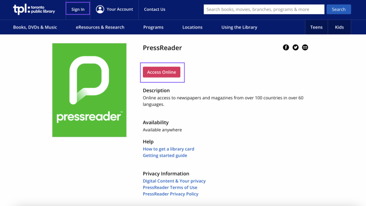 TPL 100배 활용하기_ PressReader 무료 이용 : 네이버 블로그