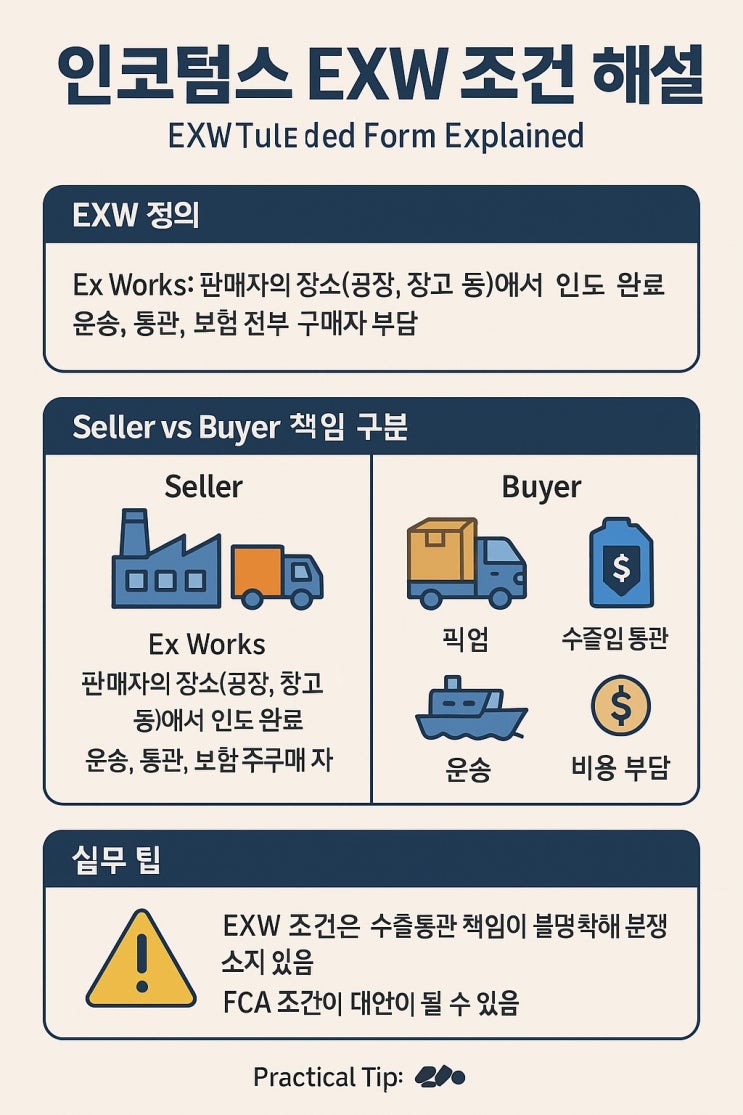 인코텀스 EXW 조건 해설: 출발지 인도 기준 실무 가이드 : 네이버 블로그