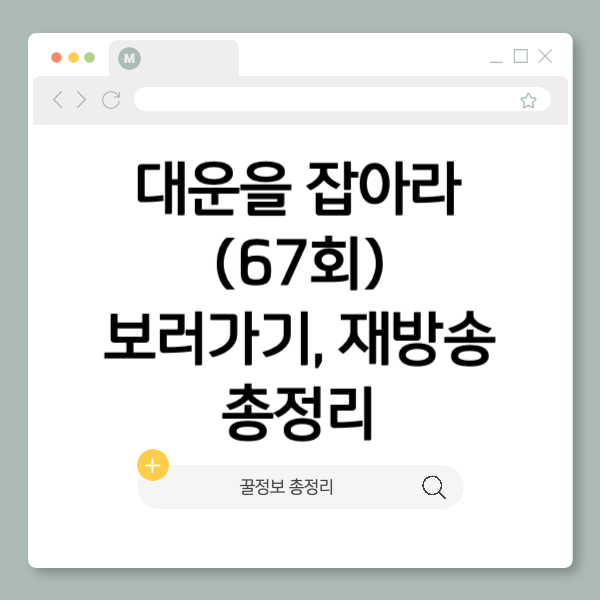 KBS1 드라마 대운을 잡아라 67회 보러가기, 재방송시간, 본방, 편성표, OTT, 넷플릭스, 업로드 시간, 일일드라마 : 네이버 블로그