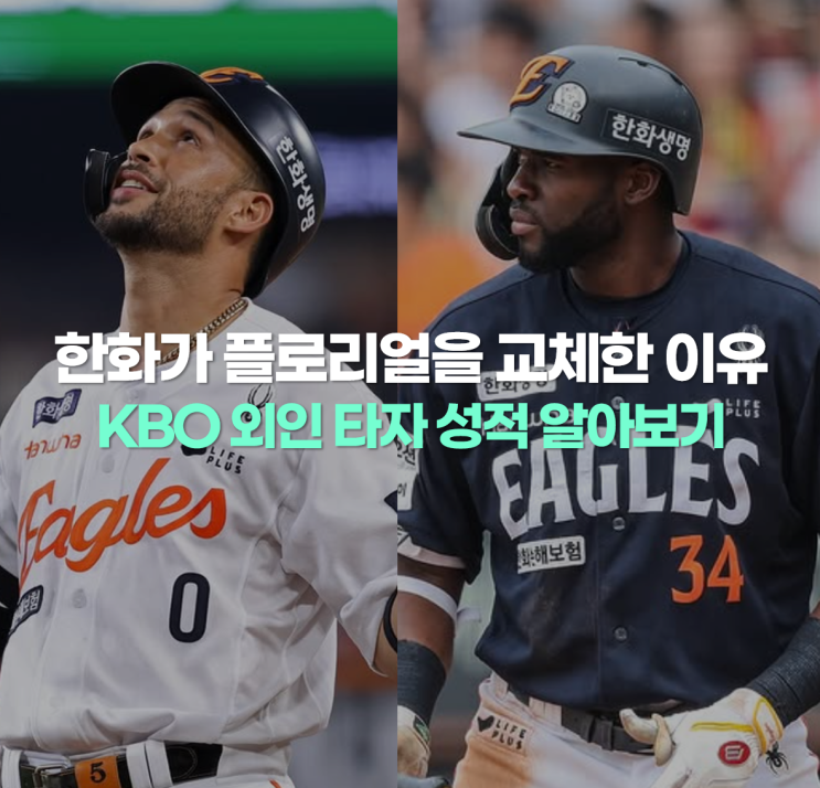 리베라토로 교체된 한화 이글스 플로리얼, 다른 구단 향할 수 있나? KBO 외인 타자 성적 알아보기 : 네이버 블로그