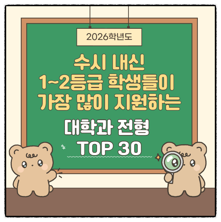 2026 수시내신 1~2등급 학생들이 가장 많이 지원하는 대학과 전형 TOP30 : 네이버 블로그