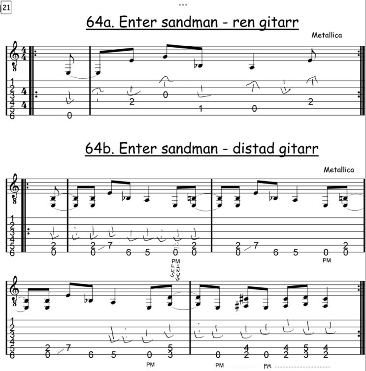 Metallica - Enter Sandman (백킹기타) TAB 타브악보 : 네이버 블로그