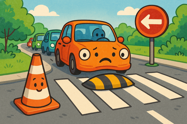 🚗 재미있는 교통 영어 단어 배우기!; roundabout,clamp, cone, contraflow, pedestrian ...