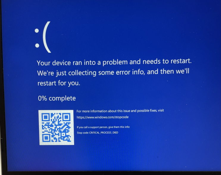 Your device ran into a problem and needs to be restarted 블루스크린 원인 해결방법 ...