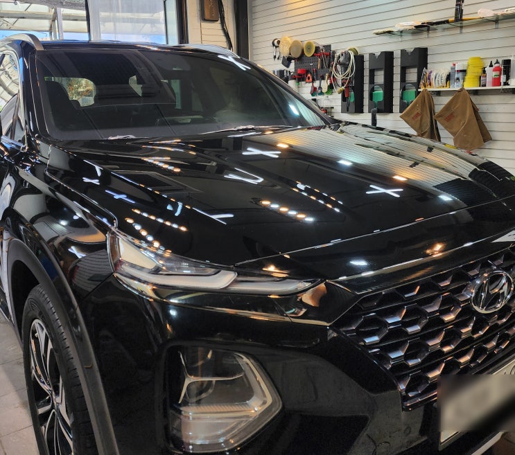 싼타페 TM, 물 자국, 스크래치 고민 끝! 광택 유리막 디테일링으로 해결! : 네이버 블로그