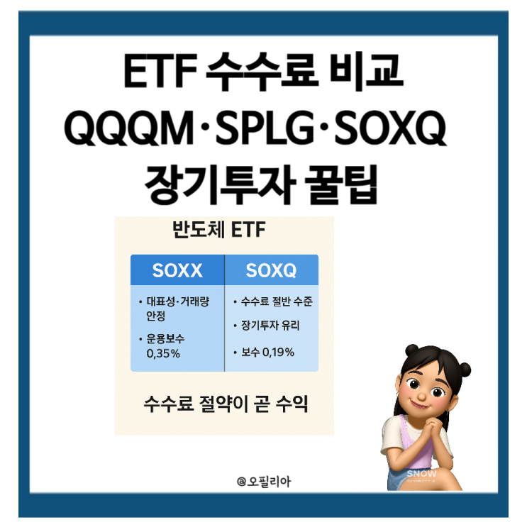 ETF 수수료 비교 QQQM·SPLG·SOXQ 장기투자 꿀팁 : 네이버 블로그
