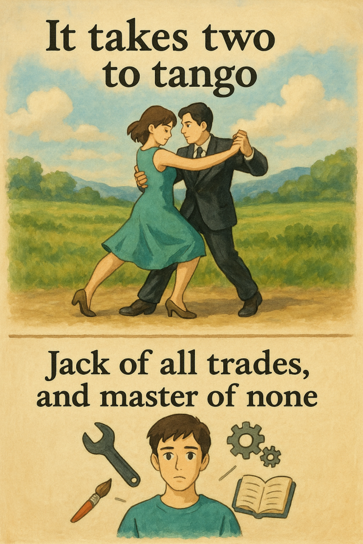 [G학습] 영어속담: "It takes two to tango" & "Jack of all trades, and master ...