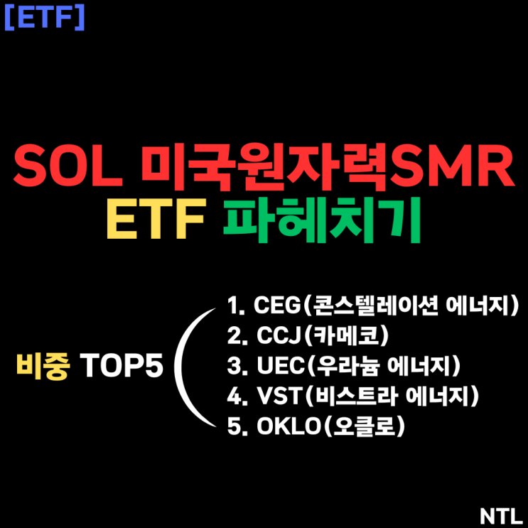 SOL 미국원자력SMR ETF 분석 비중 TOP5 월봉 : 네이버 블로그