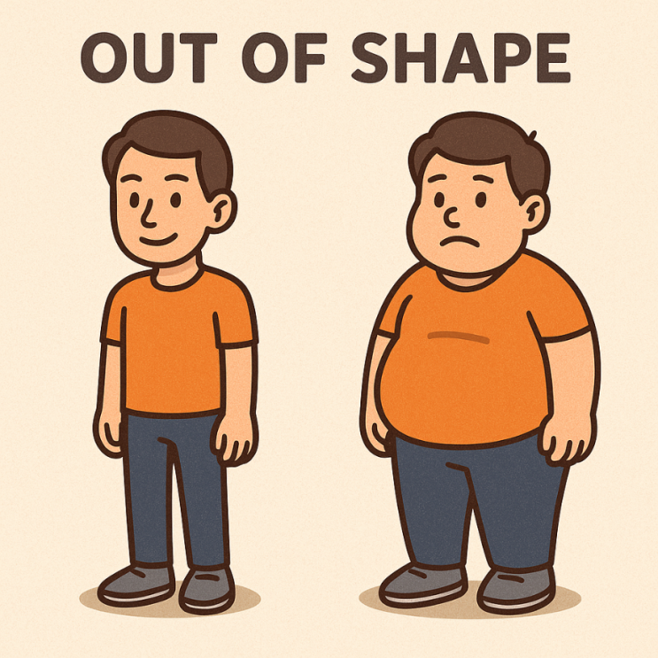 영어 예문 및 의미 비교: out of shape vs misshapen : 네이버 블로그