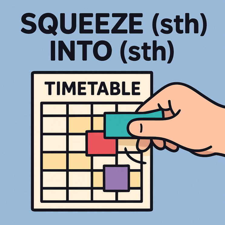 2025 고1 9월 모고 32번. 알아두면 좋은 표현. squeeze (sth) into (sth) : 네이버 블로그