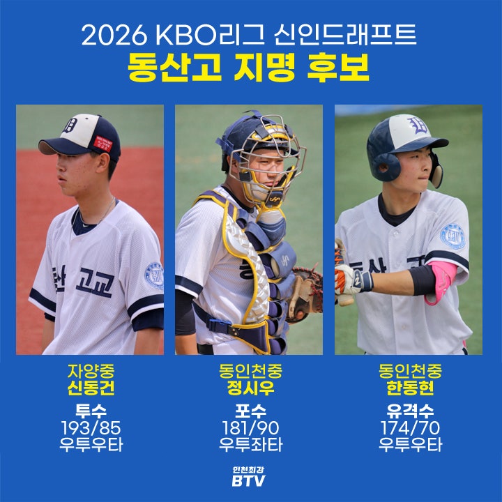 2026 KBO 리그 신인드래프트 인천권 지명 예상 명단 : 네이버 블로그