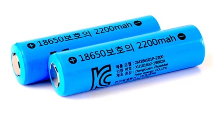 중국 제조회사_LIB(리튬이온 배터리 팩) 18650, 3.7V, 2200mA(2.2A) 배터리 KC인증 Spec 비교 ...