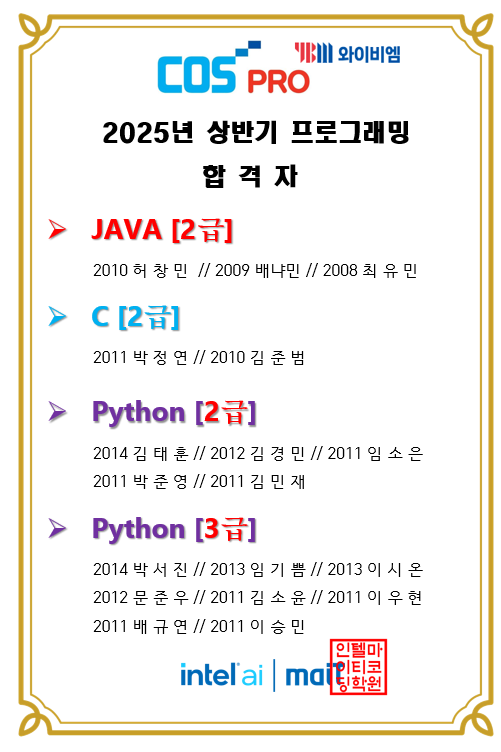[인텔마이티]2025년 상반기 COSpro합격 : 네이버 블로그