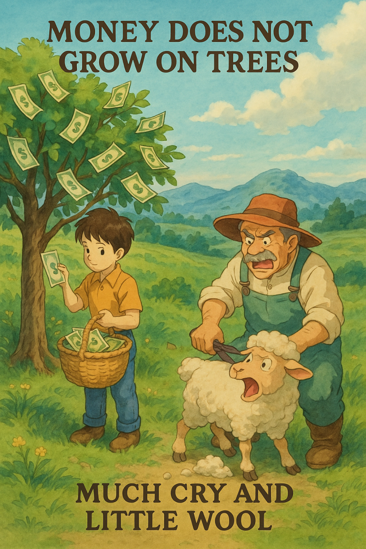 [G학습] 영어속담: "Money does not grow on trees" & "Much cry and little wool ...