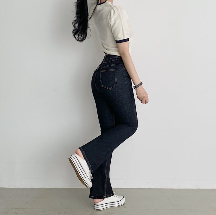 생지 데님 하이웨스트 진청 여자 청바지 : 네이버 블로그