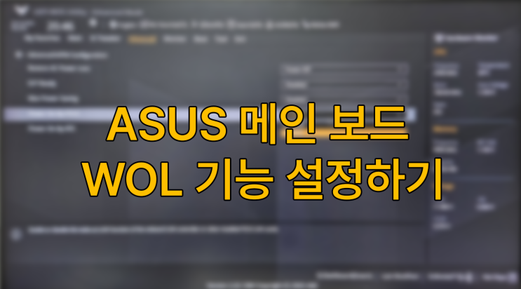 ASUS 메인보드 WOL 기능 설정 방법 (아수스 메인보드 Wake on Lan 활성화 방법) : 네이버 블로그