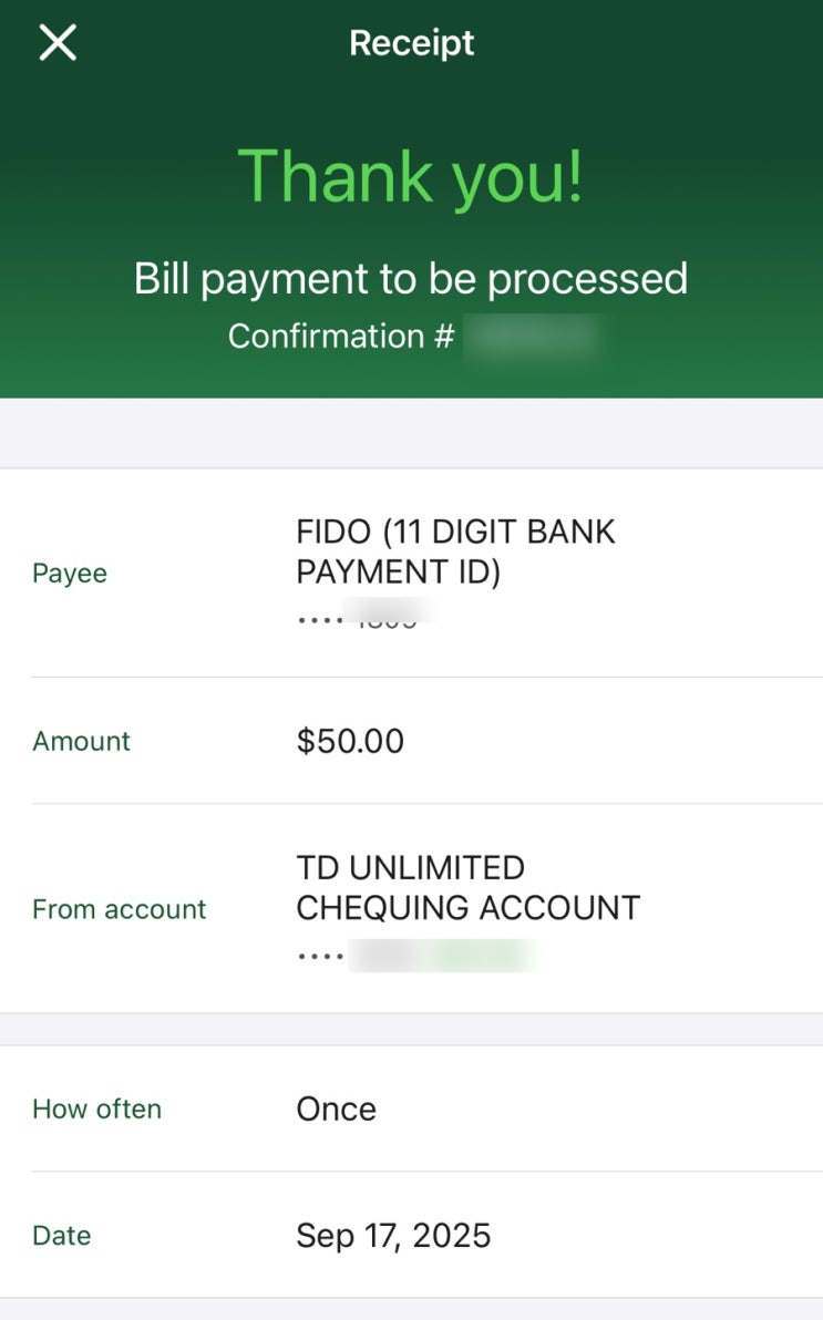캐나다 TD뱅크 가입 프로모션 조건 충족하기 (Online Bill Payment, 통신요금 Fido 선납부 방법) : 네이버 블로그