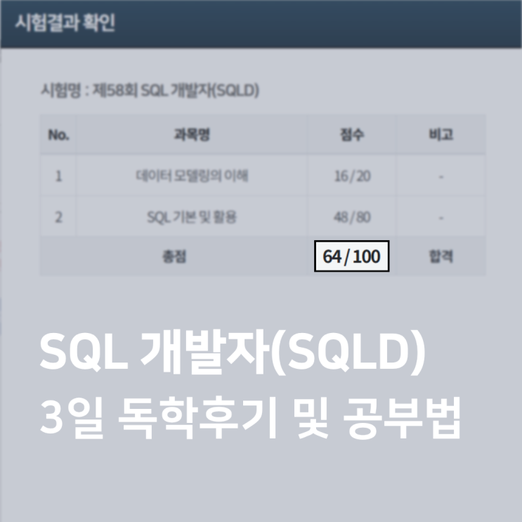 2025 제58회 SQLD 3일 합격후기 : 네이버 블로그