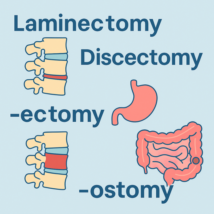 의학용어 Laminectomy, Discectomy, -ectomy, -ostomy 완벽정리 : 네이버 블로그