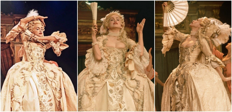 1990년 MTV 비디오 뮤직 어워드에서 마리 앙투아네트(Marie Antoinette) 역을 맡은 마돈나 "Vogue" 공연 ...