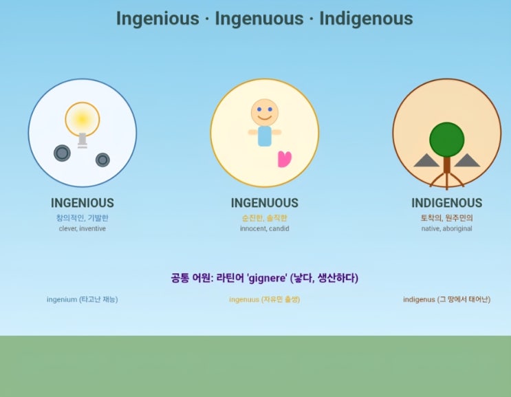ingenious, ingenuous, indigenous : 네이버 블로그