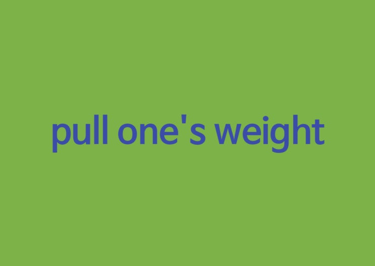 pull one's weight 뜻은 : 네이버 블로그