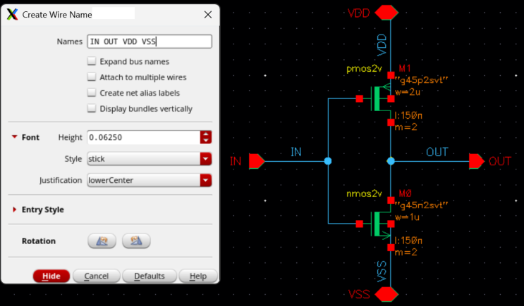 Cadence virtuoso schematic editor 가이드: Inverter schematic (인버터 회로도 ...