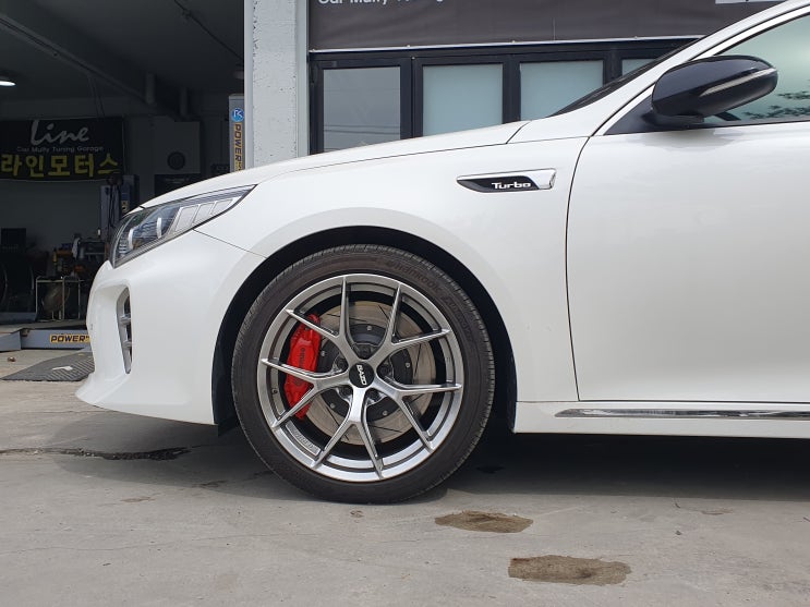 [청주 라인모터스]기아 올 뉴 K5(JF) 터보 브레이크 업그레이드 【브렘보(Brembo) CTS-V 4P, 엠스포츠(M sport) 355mm 썬디스크】 : 네이버 블로그