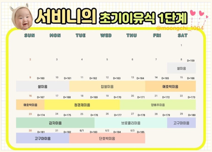 초기이유식 식단표 이유식 시작시기는 언제 네이버 블로그