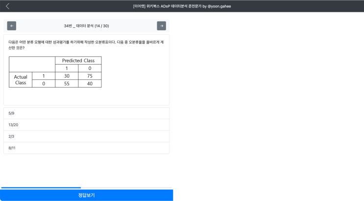 [ADsP 기출문제 해설] 42회차 34번, 오분류표, 오분류율 : 네이버 블로그
