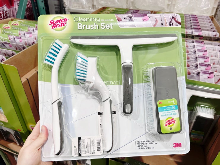 코스트코 화장실 청소도구 욕실용품 할인 3M 스카치브라이트 브러쉬 세트 줄눈 배수구 틈새솔 거울 유리닦이 베이킹소다 수세미 타일 ...