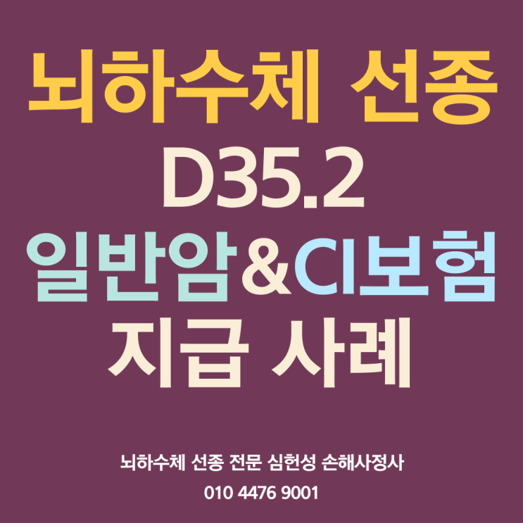 뇌하수체 선종 D35.2 암진단비 CI보험금 지급 성공 사례 : 네이버 블로그