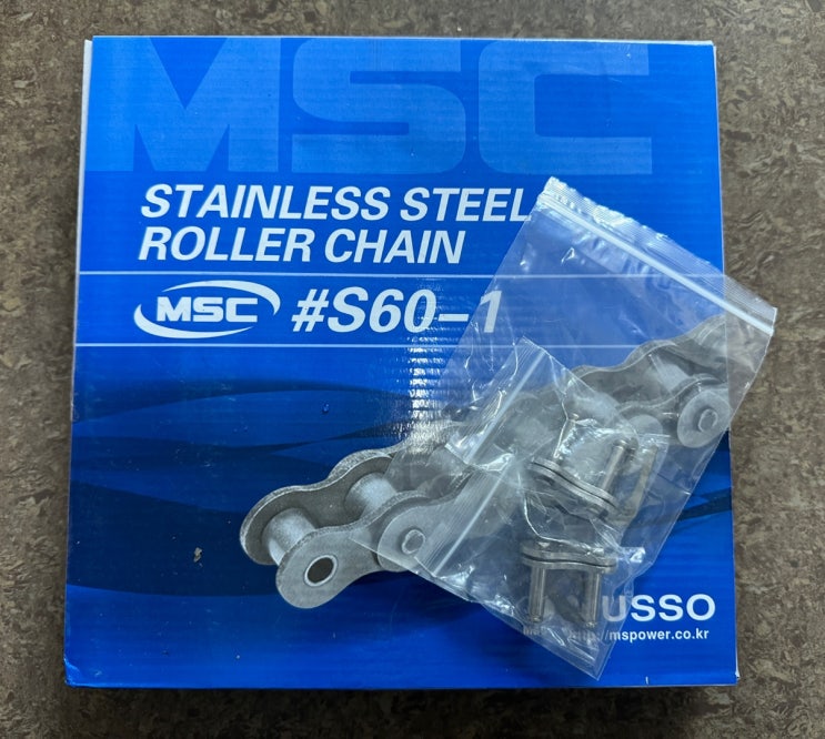 MSC STAINLESS STEEL ROLLER CHAIN S60-1 ( 무쏘 스텐리스 스틸 롤러체인 - 원텍코리아 ...