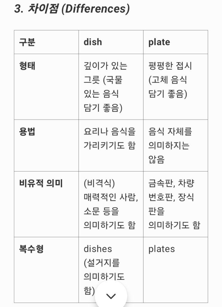 dish와 plate 차이점 접시 영어 : 네이버 블로그