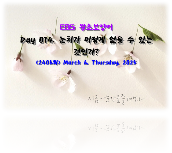 EBS 왕초보영어 눈치가 이렇게 없을 수 있는 것인가? (25.3/6) : 네이버 블로그