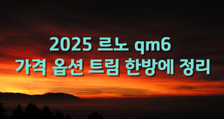 2025 르노 qm6 가격 옵션 트림 한방에 정리 : 네이버 블로그