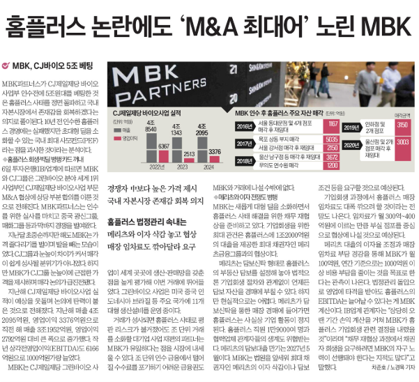MBK파트너스, CJ바이오 인수 5조 베팅 원인 속내 예측 총정리 : 네이버 블로그