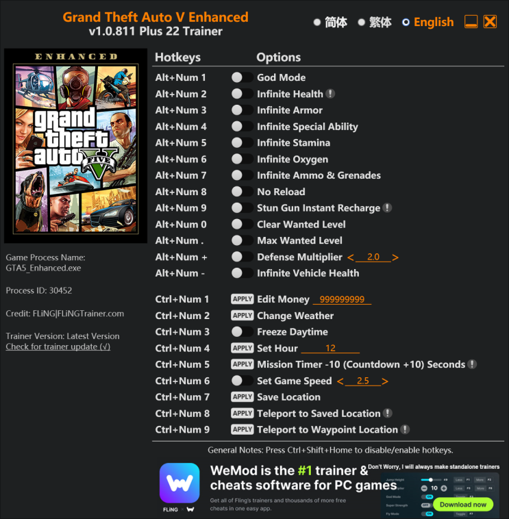 GTA5 인핸스드 v1.0.811 +22 트레이너 Grand Theft Auto V Enhanced v1.0.811 Plus 22 Trainer : 네이버 블로그