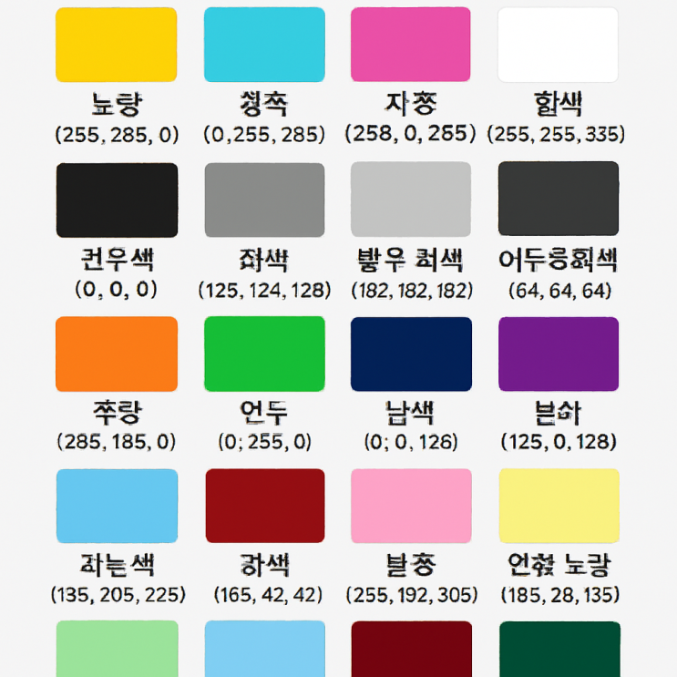 색깔 조합표 총정리 (RGB 색상표) : 네이버 블로그