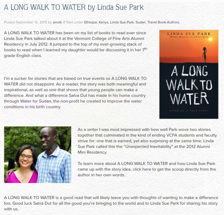 초중등 원서 추천: A Long Walk to Water (AR5점대) : 네이버 블로그