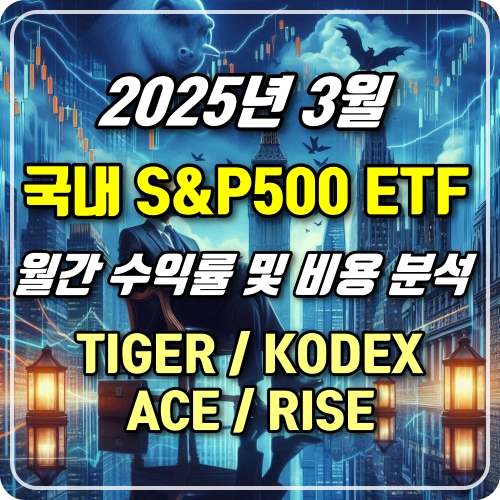 미국 S&P500 ETF 수익률 및 보수 비교 분석(3월) / 타이거(TIGER), 코덱스(KODEX), 에이스(ACE), 라이즈(RISE) : 네이버 블로그