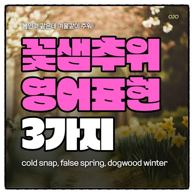 꽃샘추위 영어로, Spring cold snap, False spring, Dogwood winter 영어로 날씨말하기 ...