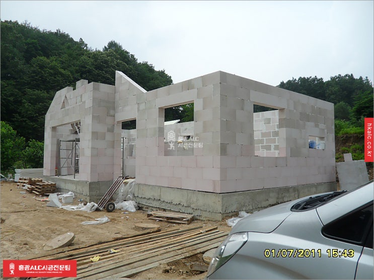 ALC 주택 골조 벽체 ALC 블록 발수 및 엇갈려쌓기 공법 2011년 횡성 현장 공사 : 네이버 블로그