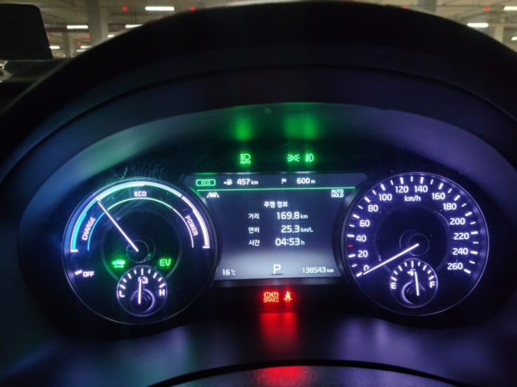 2016년식 K7 하이브리드 주행구간별 연비기록 10 ~ 25.3km/L 평균 연비 : 네이버 블로그