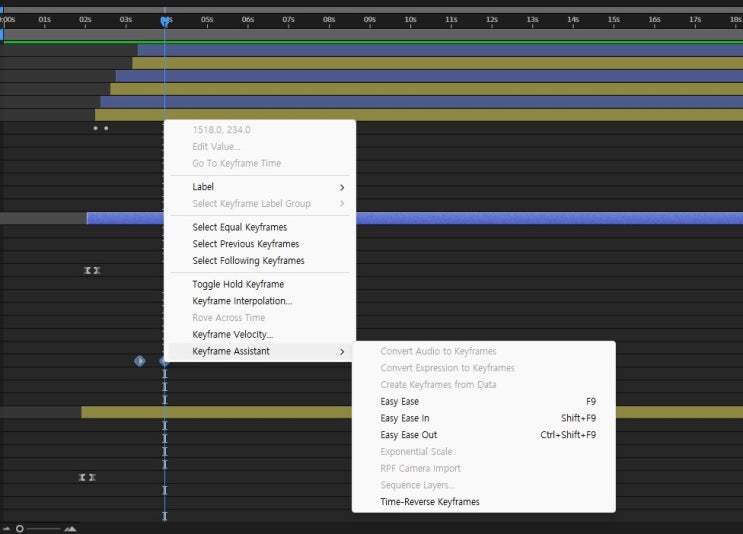에프터이펙트 키프레임 초보도 쉽게 따라 하는 단축키 & Easy Ease, Easy Ease In, Easy Ease Out ...