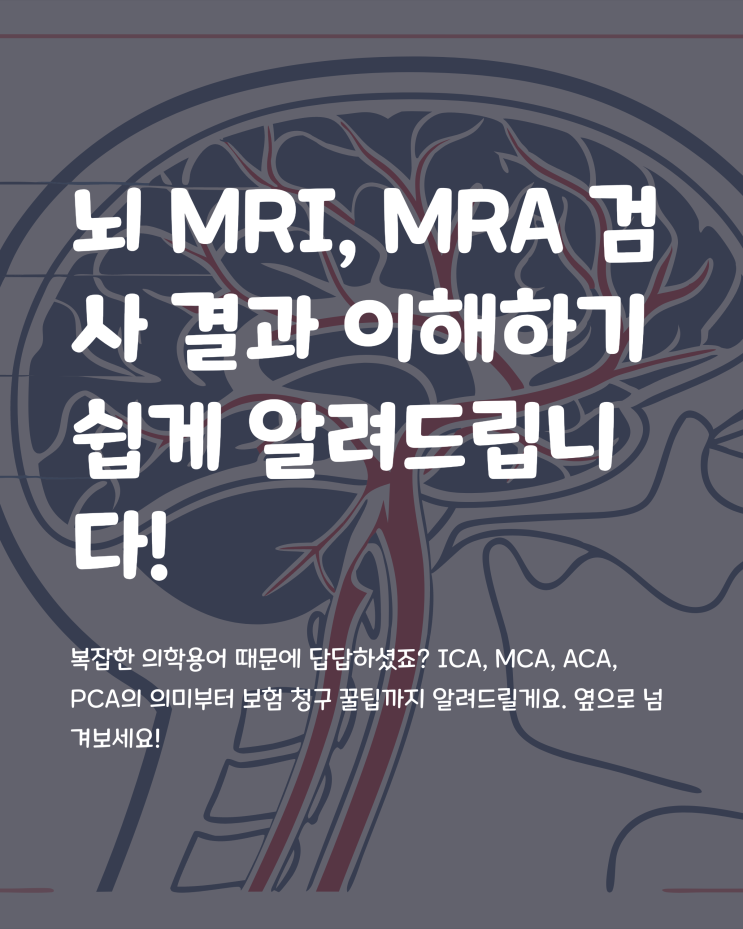 뇌 MRI, MRA 결과 의학용어 ICA, MCA, ACA, PCA 뜻 알고 보험 청구까지 살펴보기 : 네이버 블로그