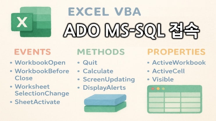 Excel VBA ADO를 이용한 MSSQL 접속하기 : 네이버 블로그