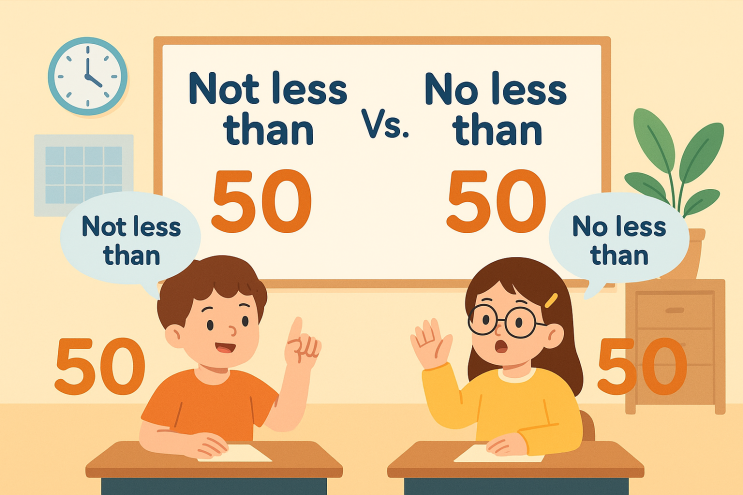 💥 “Not less than” vs “No less than” — 같아 보이지만 의미는 다르다! : 네이버 블로그