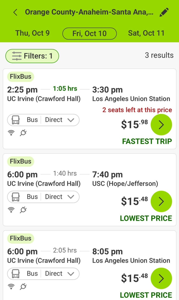 Irvine에서 LA union station/LAX 공항가기 (flixbus, greyhound, OC line, Amtrak ...